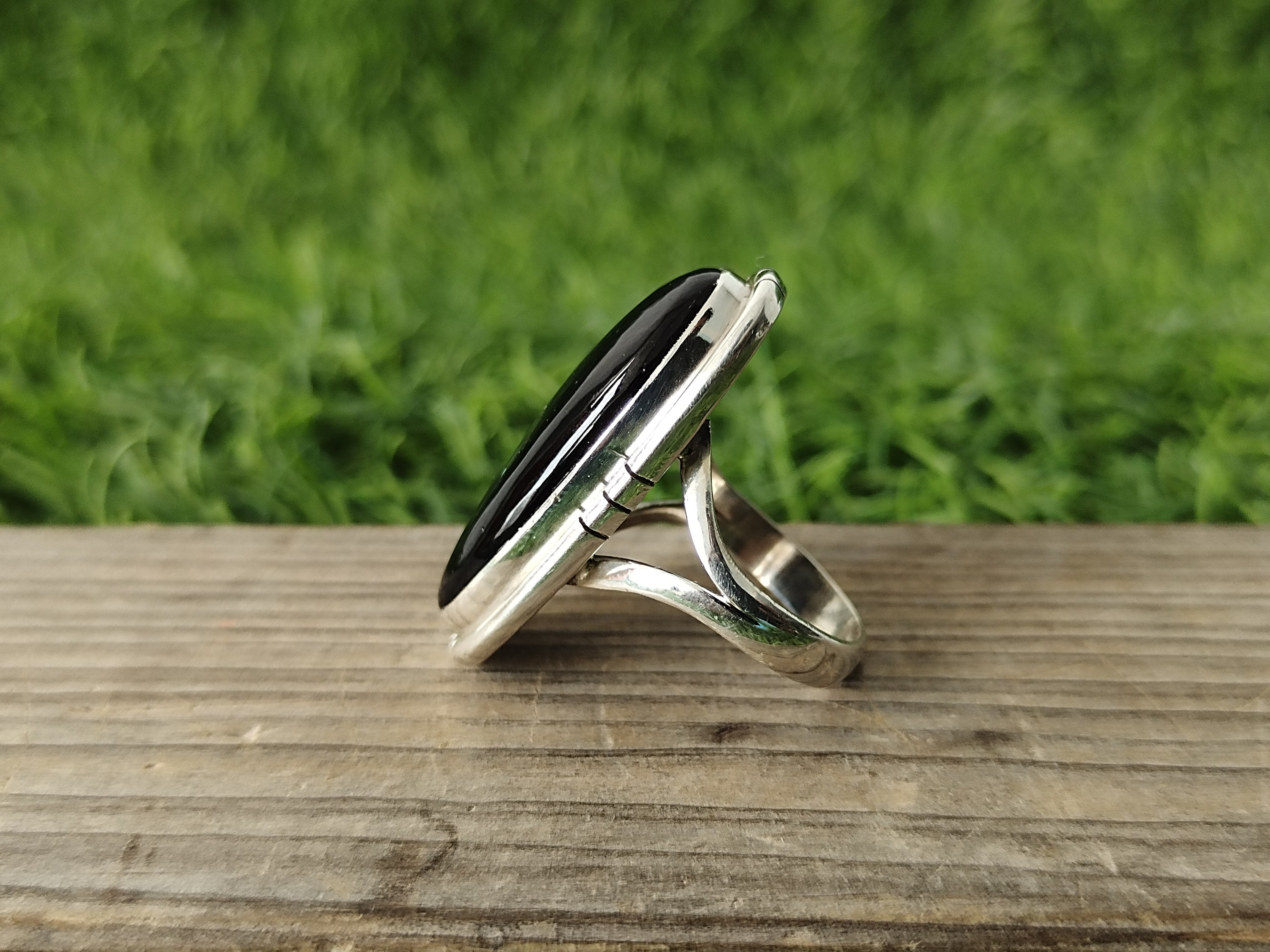 Black Onyx Middle Finger Ring Handmade Silver Bohemian Ring - Etsy