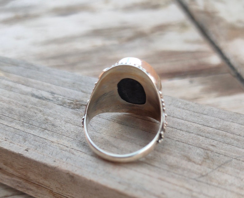 Minimalist Abalone Shell Boho Ring boho Statement Ring - Etsy