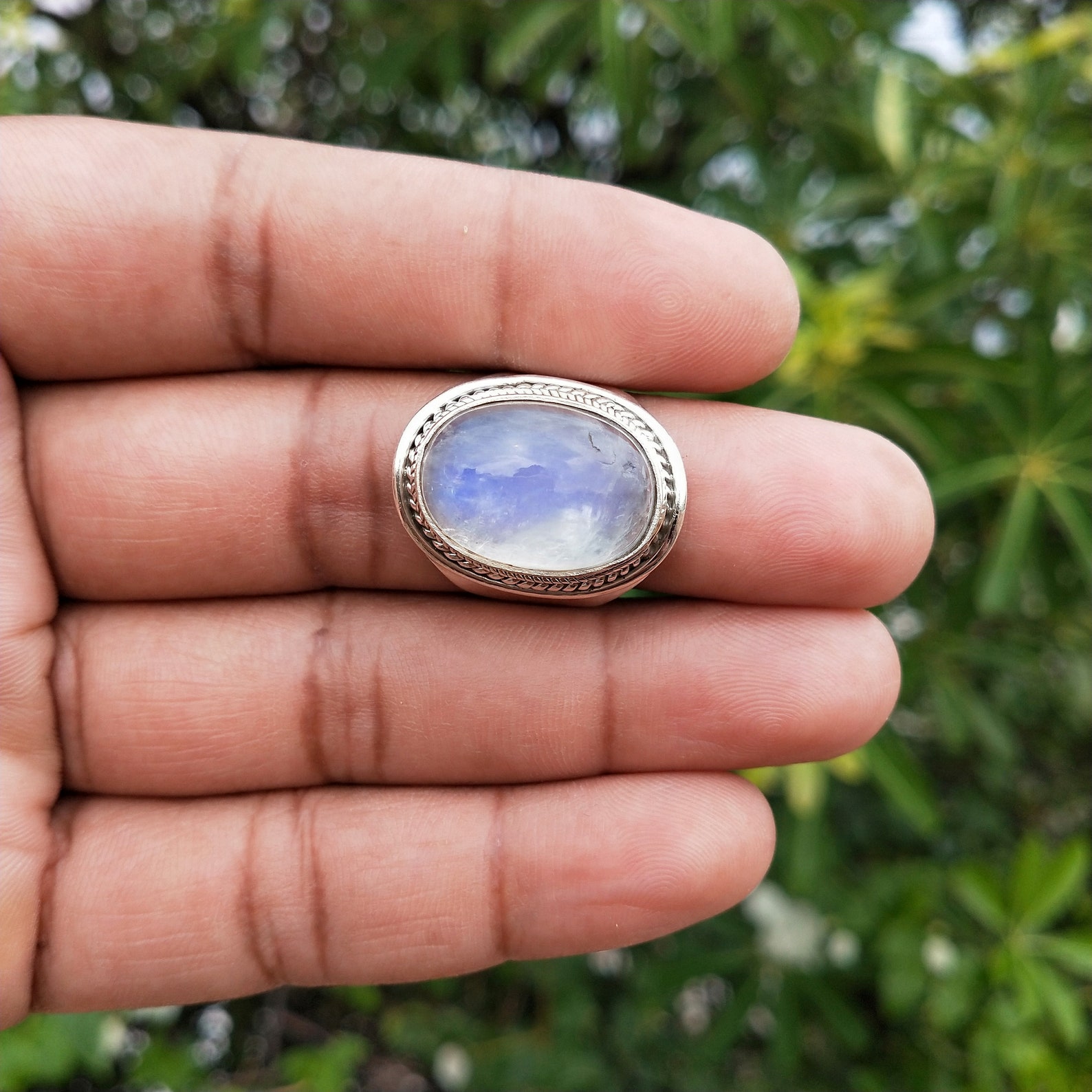 Moonstone Boho Ring Rainbow Moonstone Sterling Silver Ring | Etsy