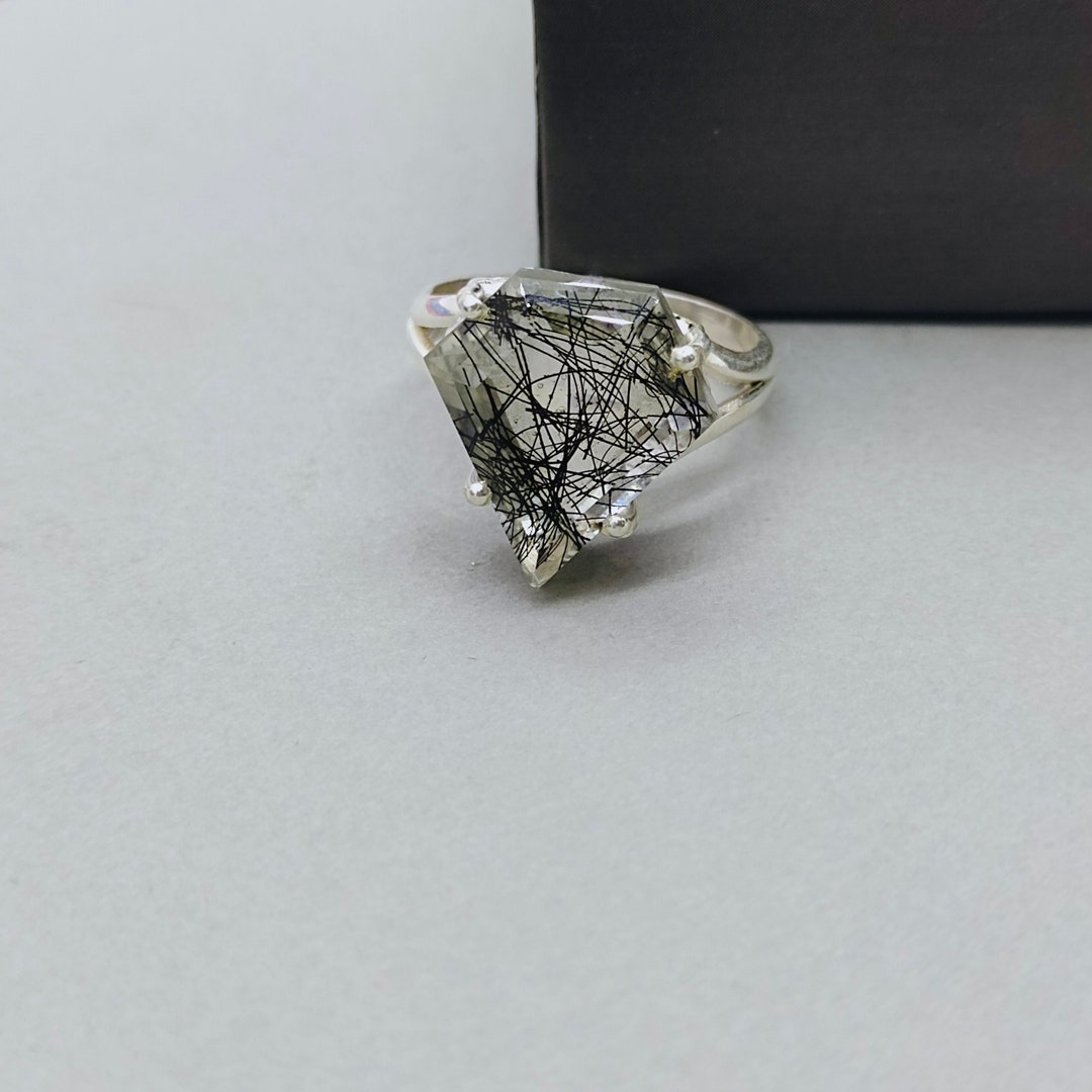 Glass Black Rutile Diamond Summer Jewelry- Glass Stone - Hand Crafted ...