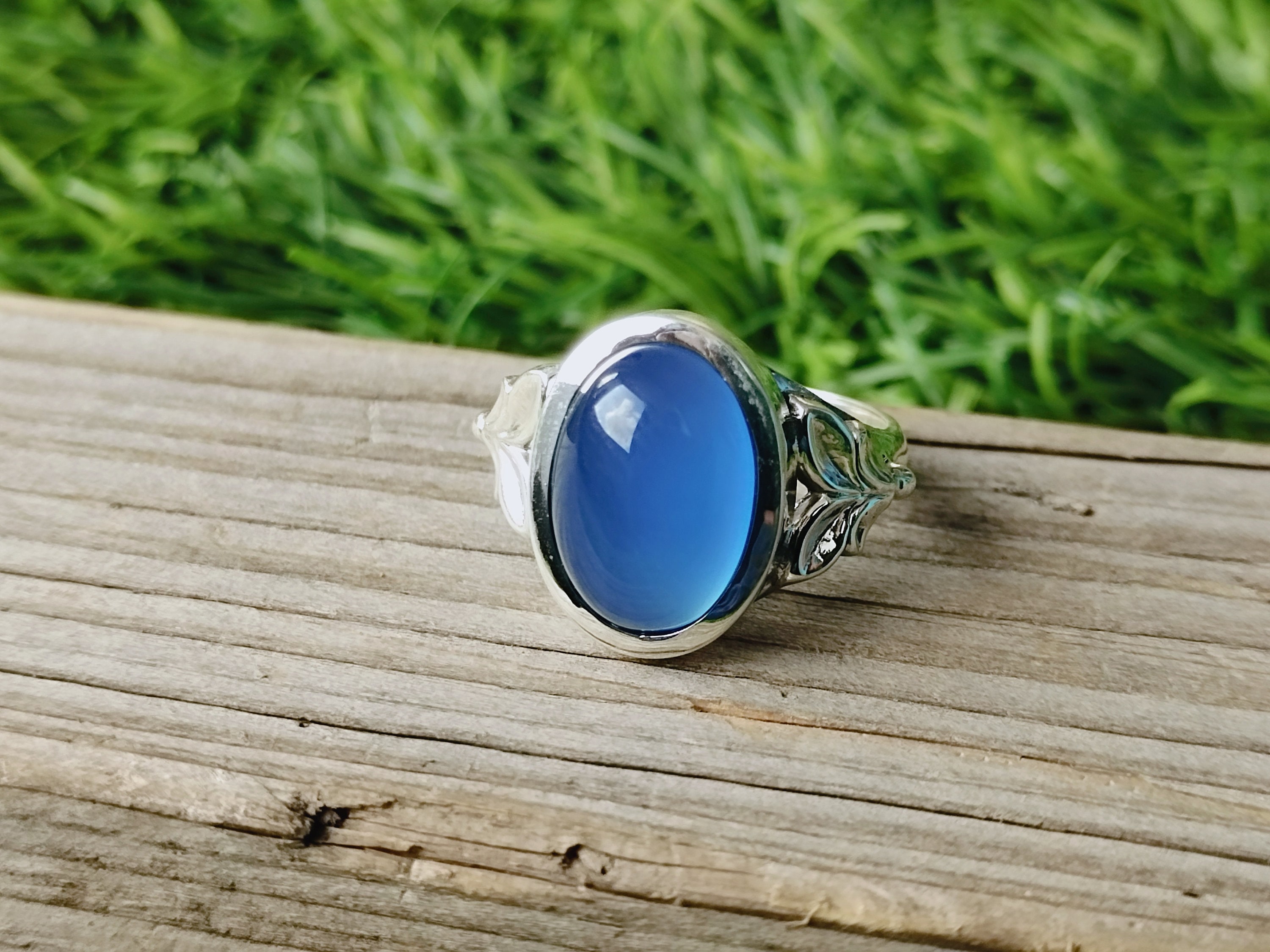 Boho Ring Blue Calcy Ring 925 Sterling Silver Ring-hand - Etsy
