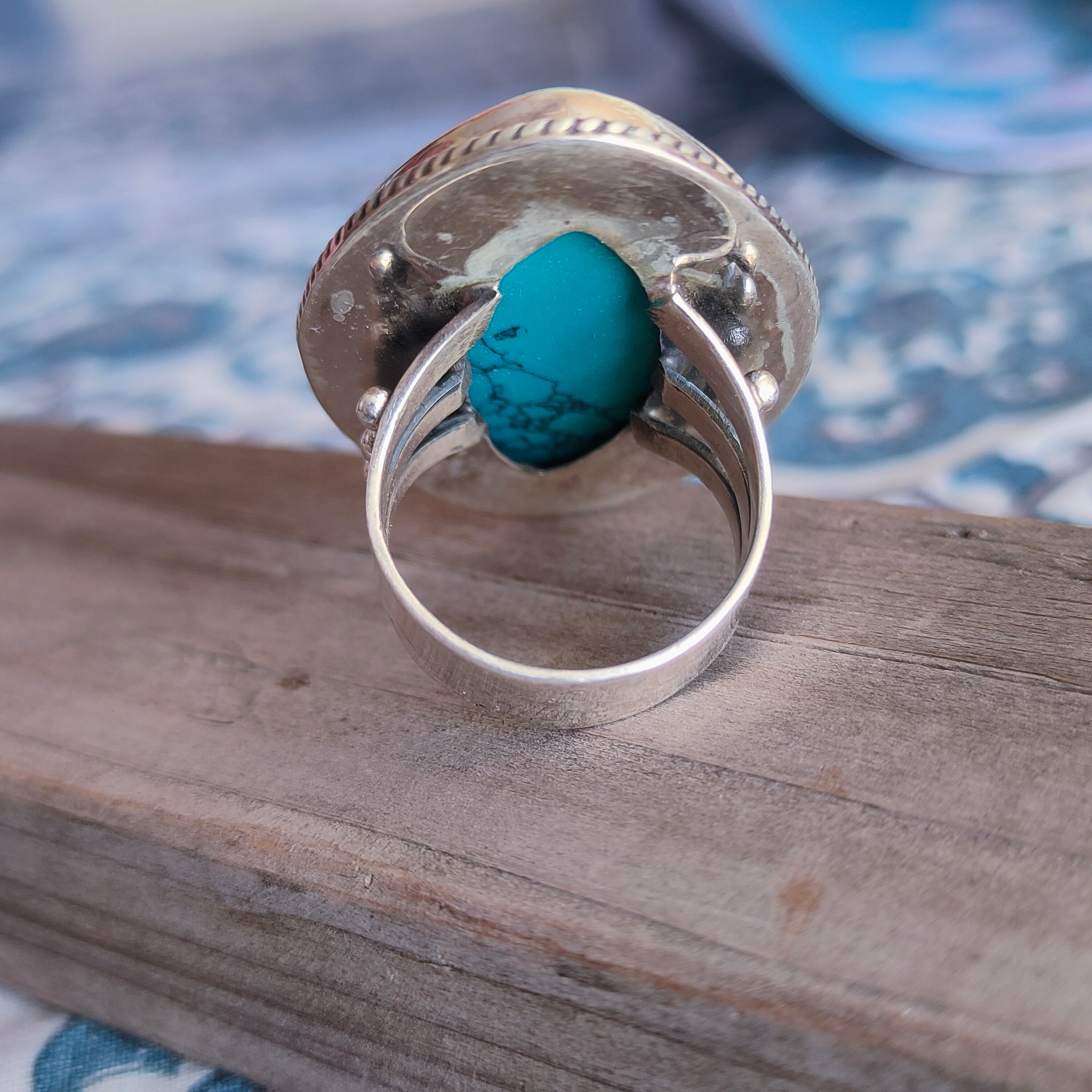 Turquoise Boho Ring Turquoise Sterling Silver Ring Hand | Etsy