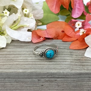 Turquoise Gemstone Boho Ring - 925 Sterling Silver Ring - Turquoise ...