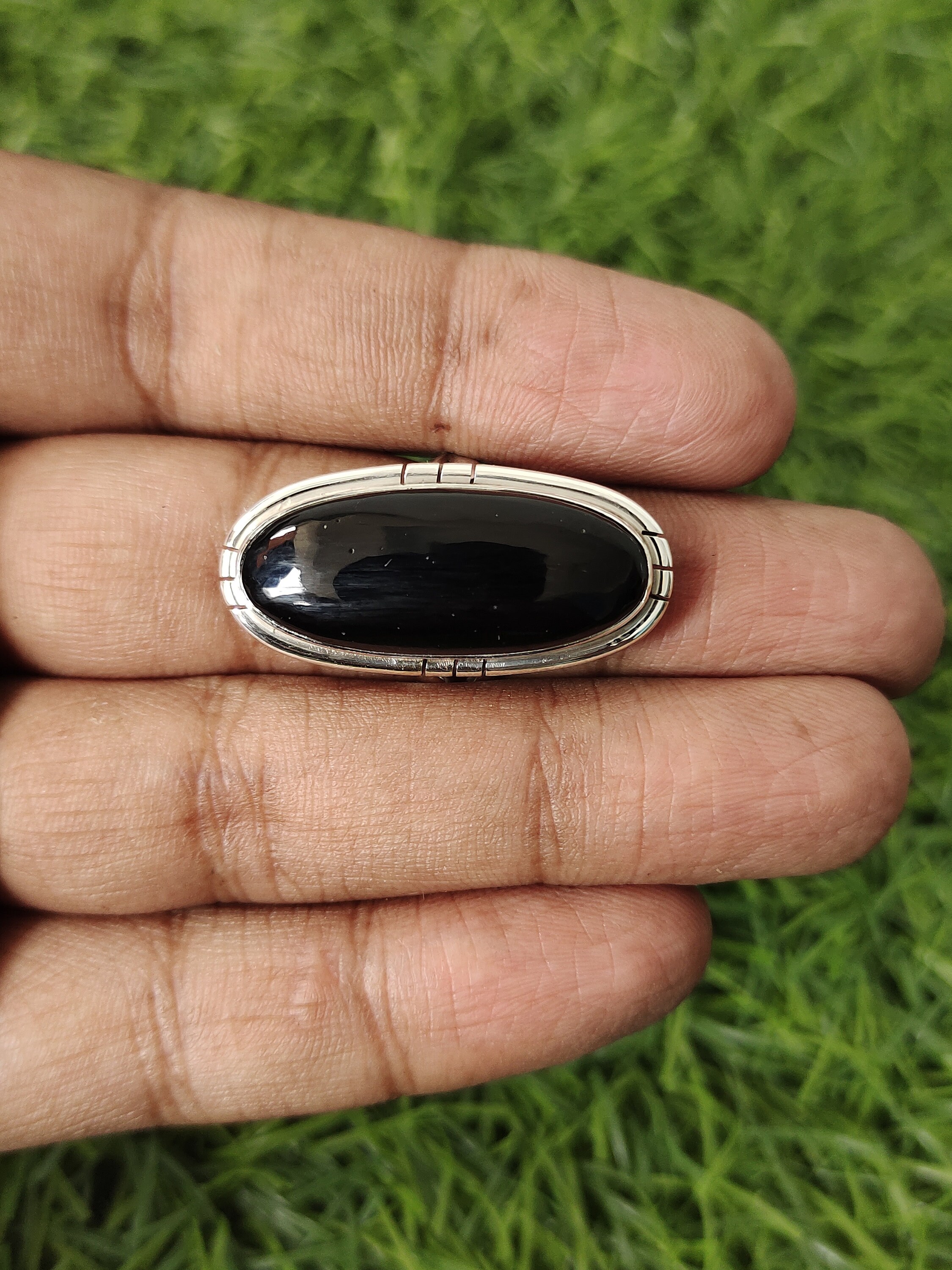 Black Onyx Middle Finger Ring Handmade Silver Bohemian Ring - Etsy