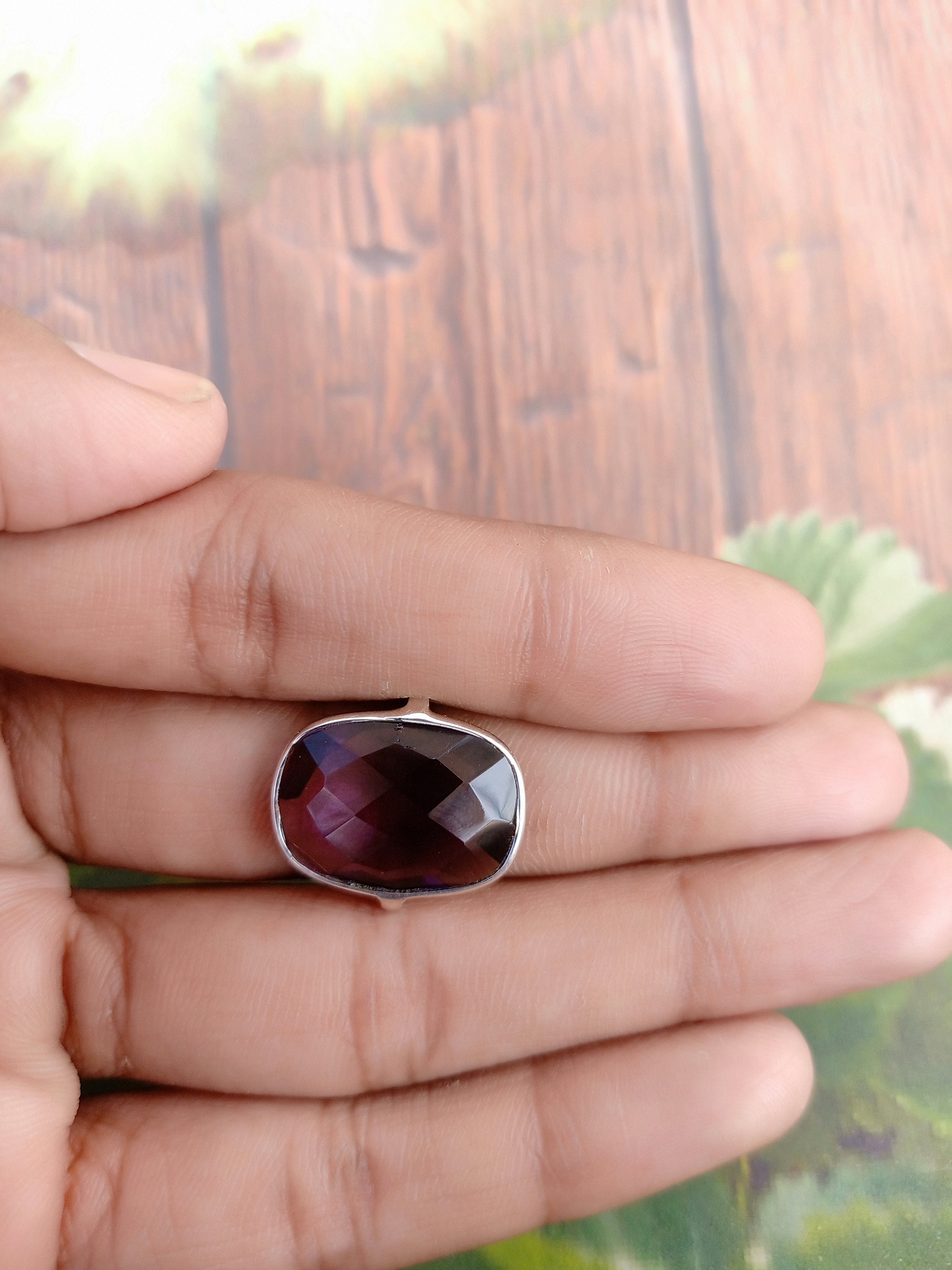 Boho Statement Ring Amethyst Sterling Silver Ring Hand | Etsy