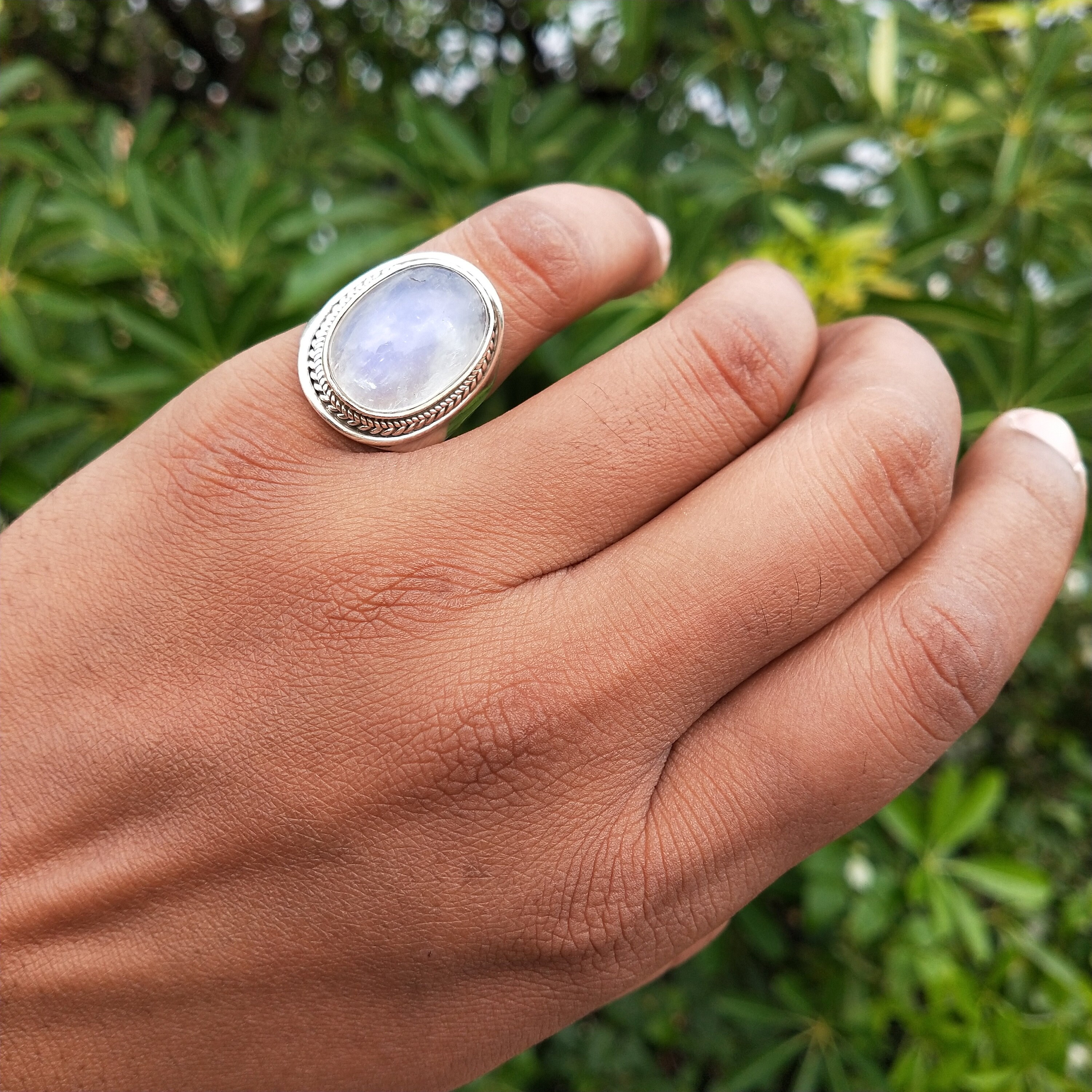 Moonstone Boho Ring Rainbow Moonstone Sterling Silver Ring | Etsy