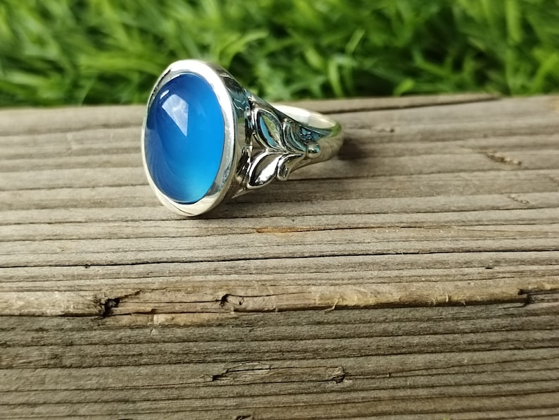 Boho Ring Blue Calcy Ring 925 Sterling Silver Ring-hand - Etsy