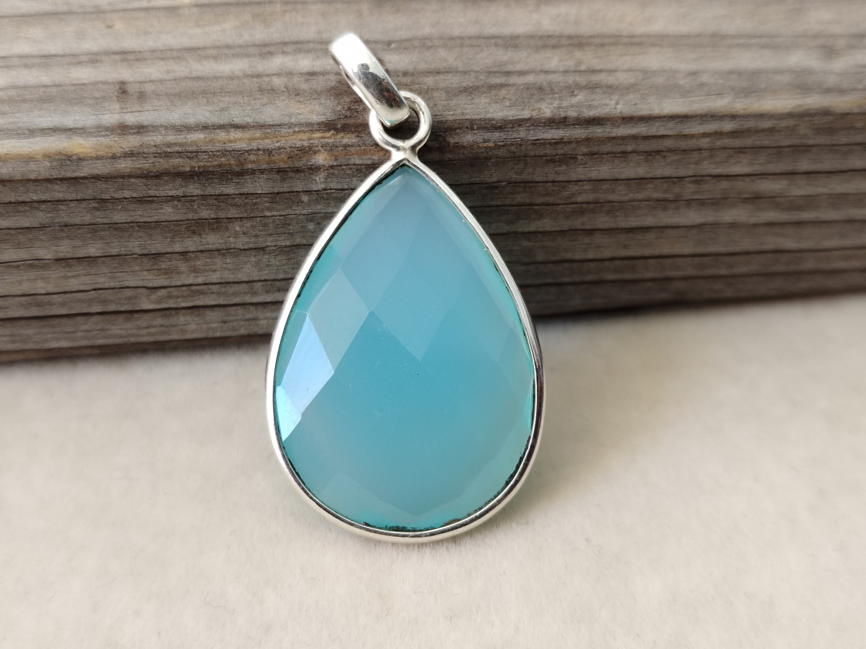 Aqua Calcy Necklace 925 Sterling Silver Beautiful Aqua - Etsy UK