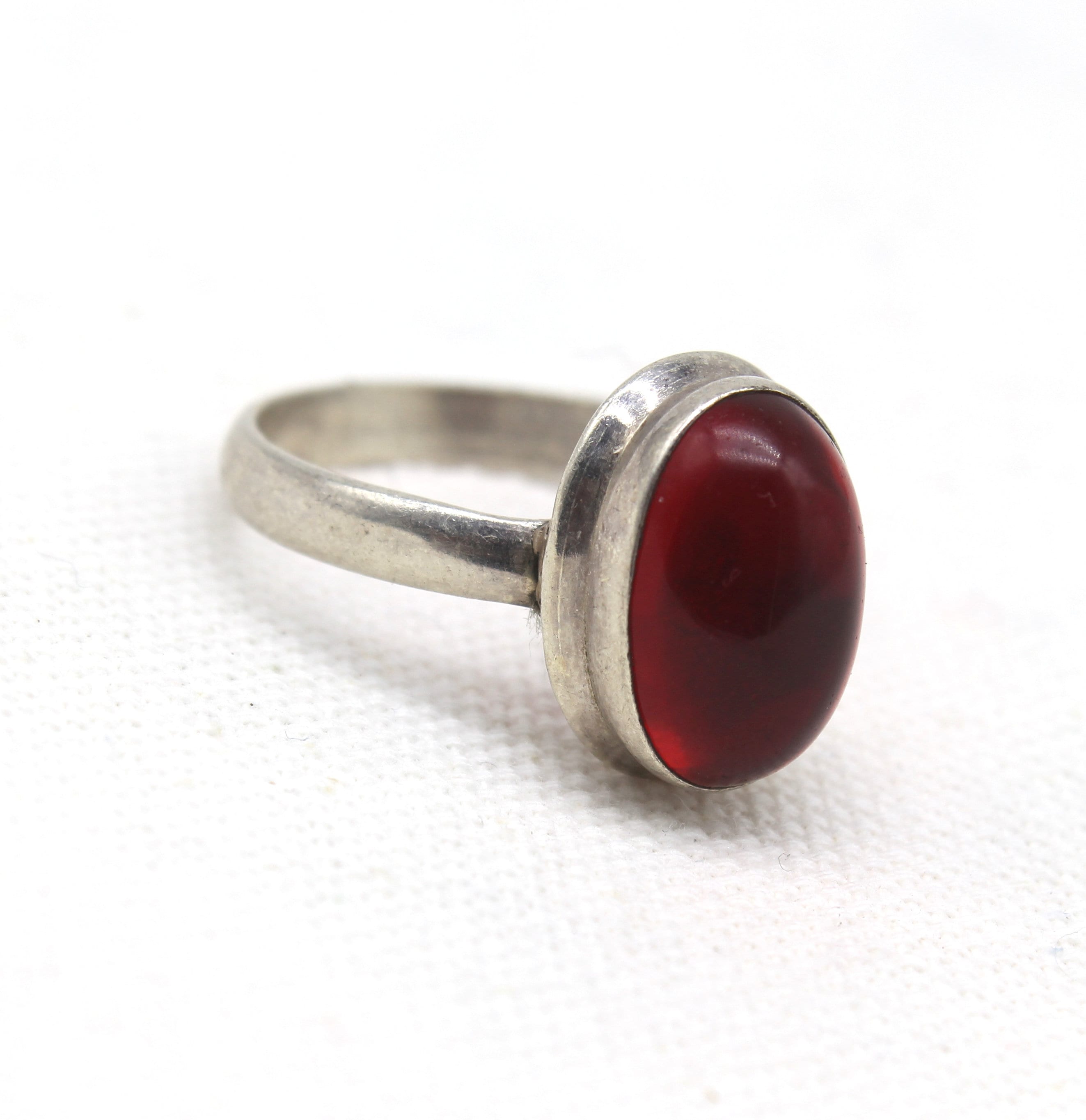 Gorgeous Bezel Ring Red Crystal 925-sterling Silver Ring | Etsy