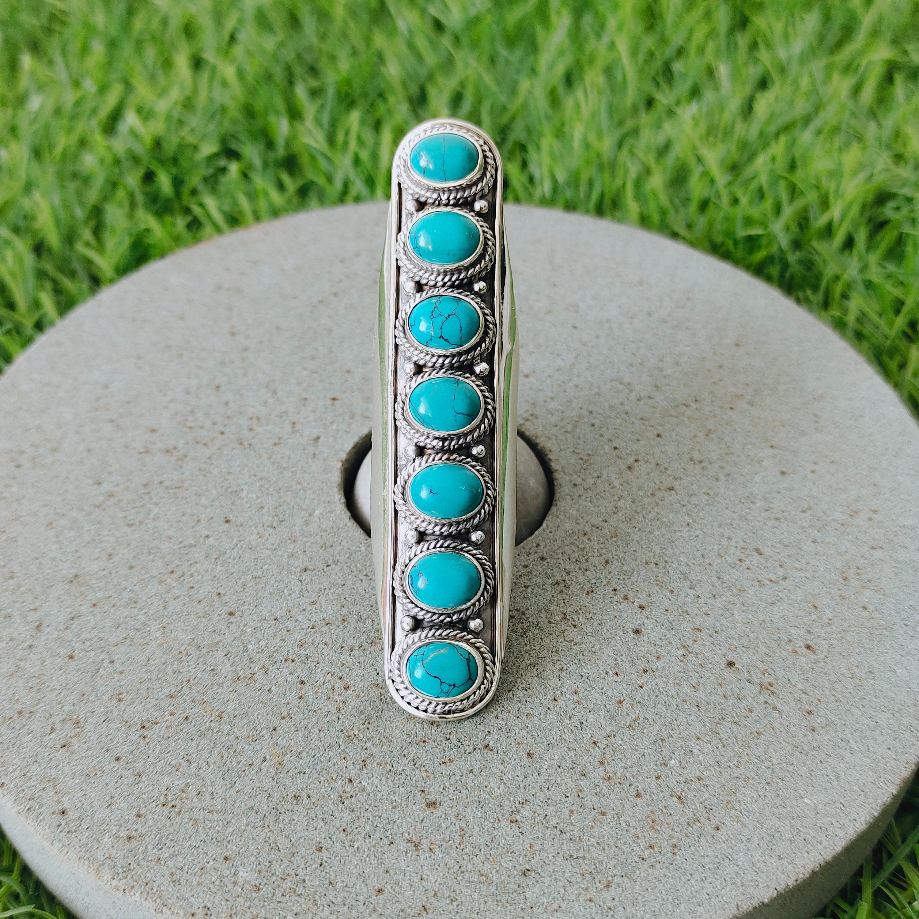 Boho Statement Ring Turquoise Sterling Silver Ring Hand | Etsy