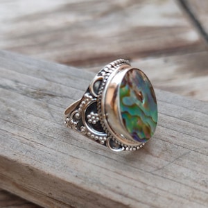 Handmade Abalone Shell Sterling Silver Ring – Boho Statement Jewelry - Etsy