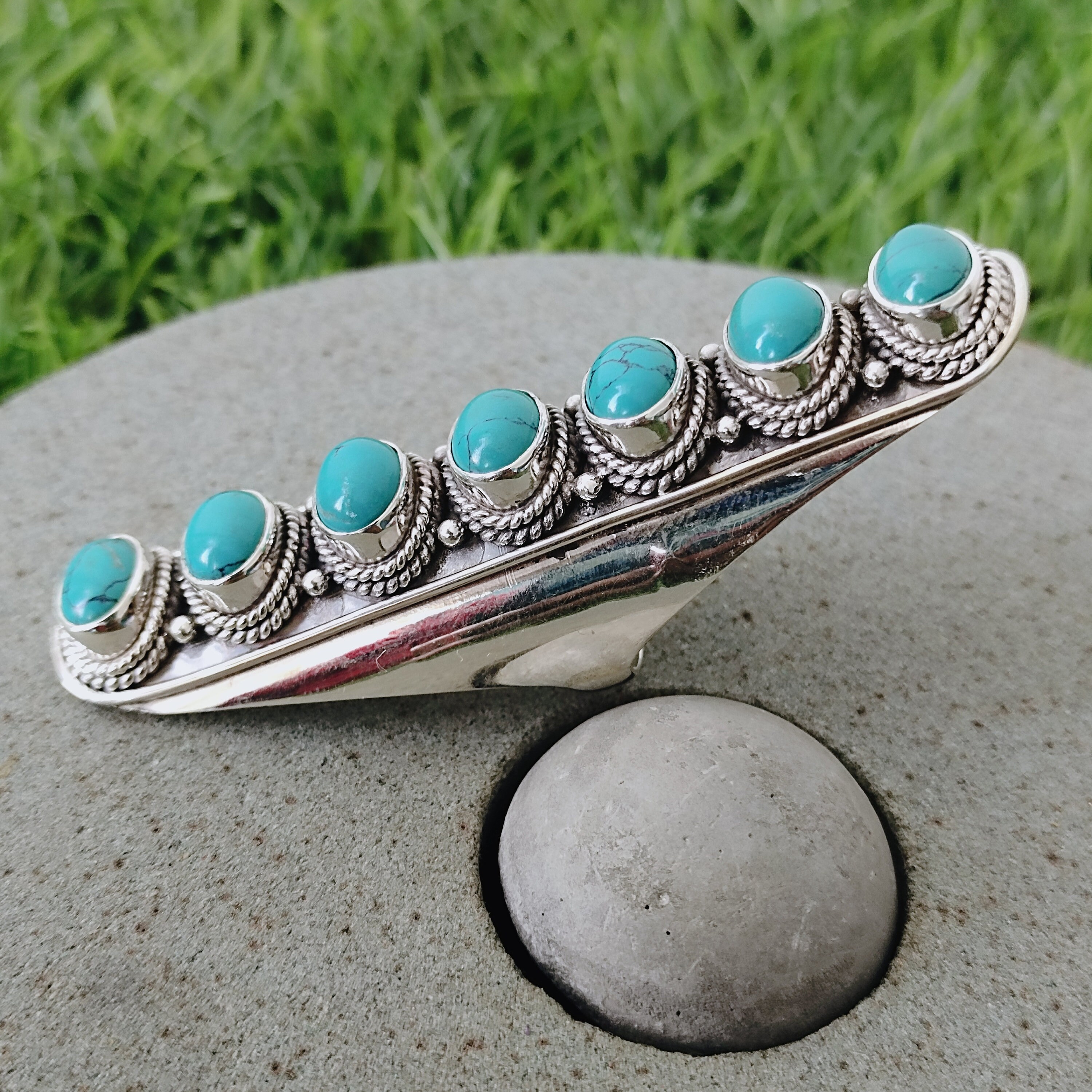 Boho Statement Ring Turquoise Sterling Silver Ring Hand | Etsy