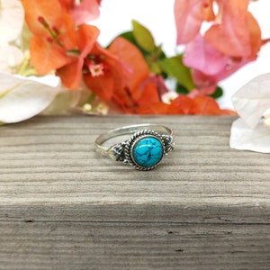 Turquoise Gemstone Boho Ring - 925 Sterling Silver Ring - Turquoise ...