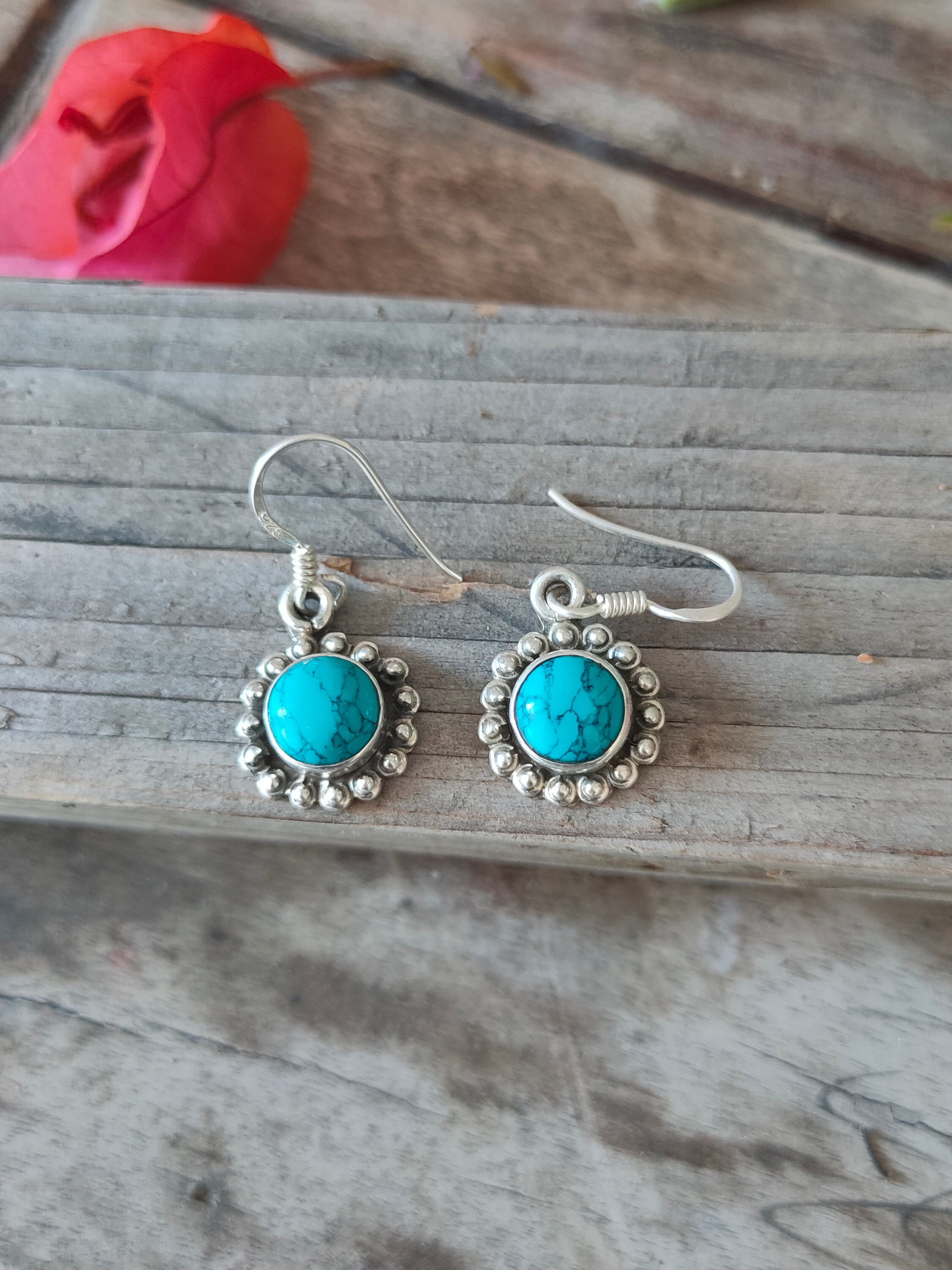 Turquoise Sterling Silver Handmade Earring Turquoise Stone | Etsy