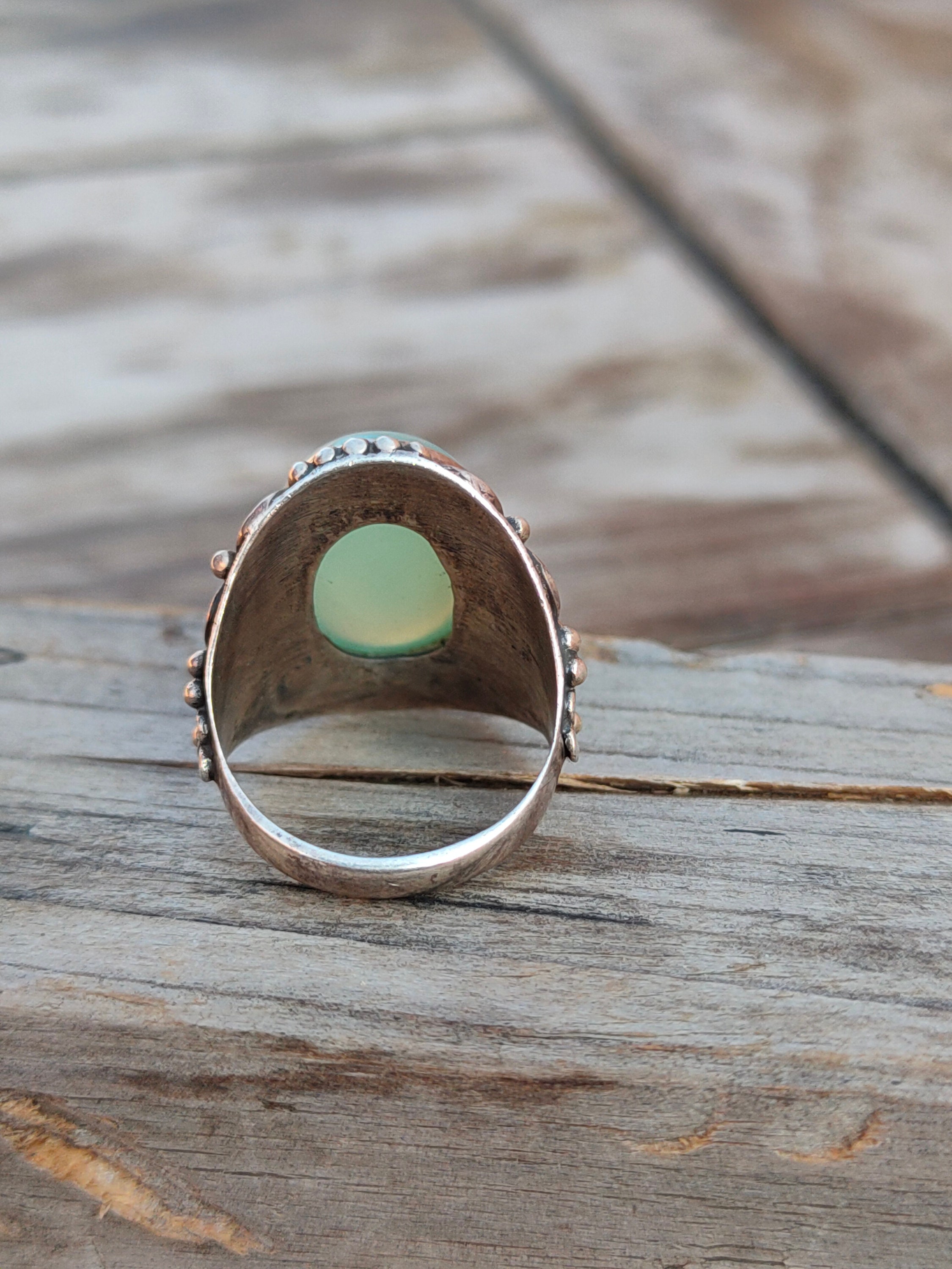 Boho Statement Ring Aqua Blue Calci Sterling Silver Ring | Etsy