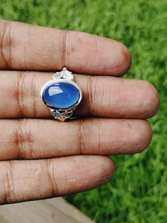 Boho Ring Blue Calcy Ring 925 Sterling Silver Ring-hand - Etsy