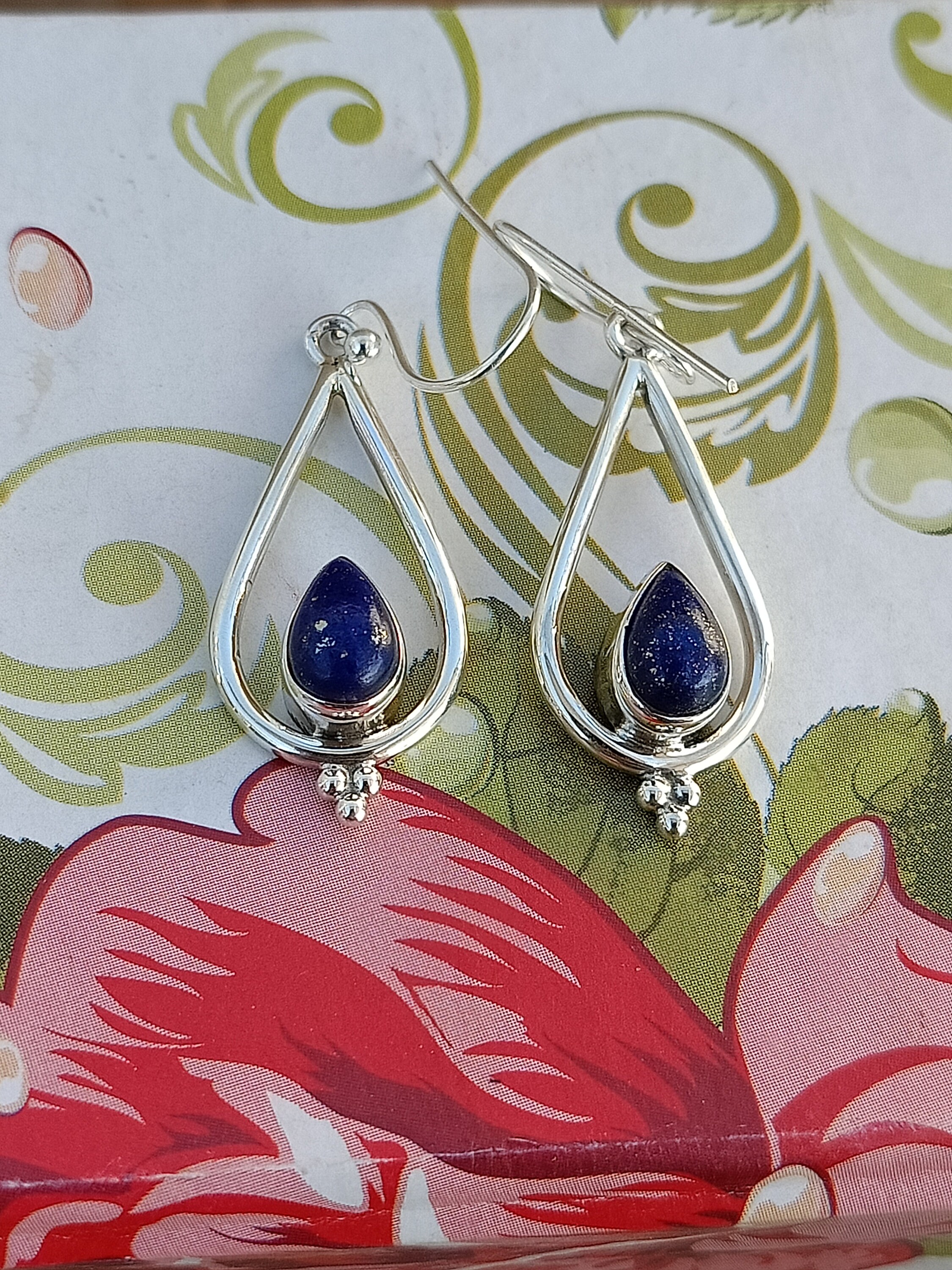 Lapis Sterling Silver Handmade Earring Lapis Lazuli Stone Etsy