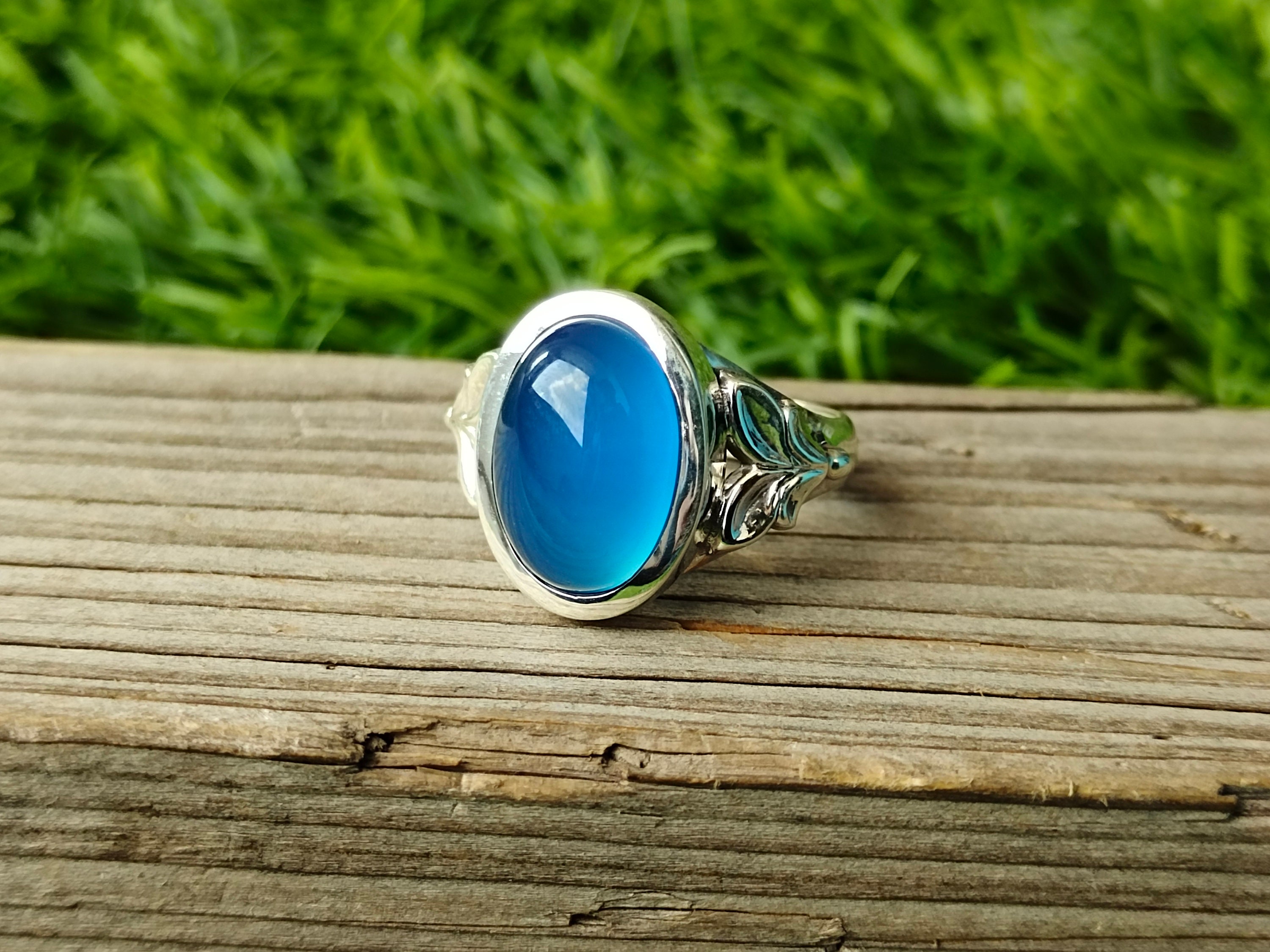 Boho Ring Blue Calcy Ring 925 Sterling Silver Ring-hand - Etsy