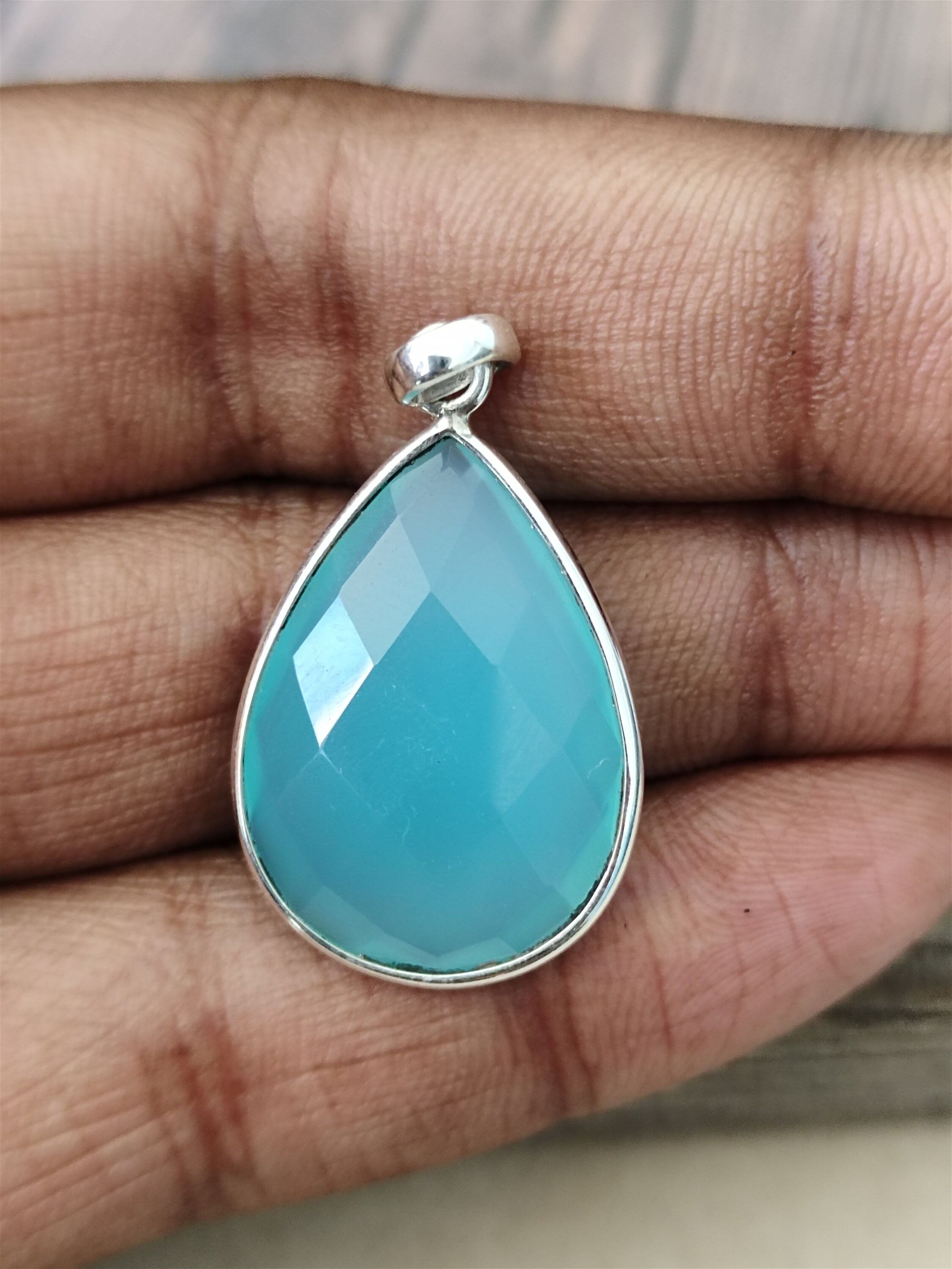 Aqua Calcy Necklace 925 Sterling Silver Beautiful Aqua - Etsy UK