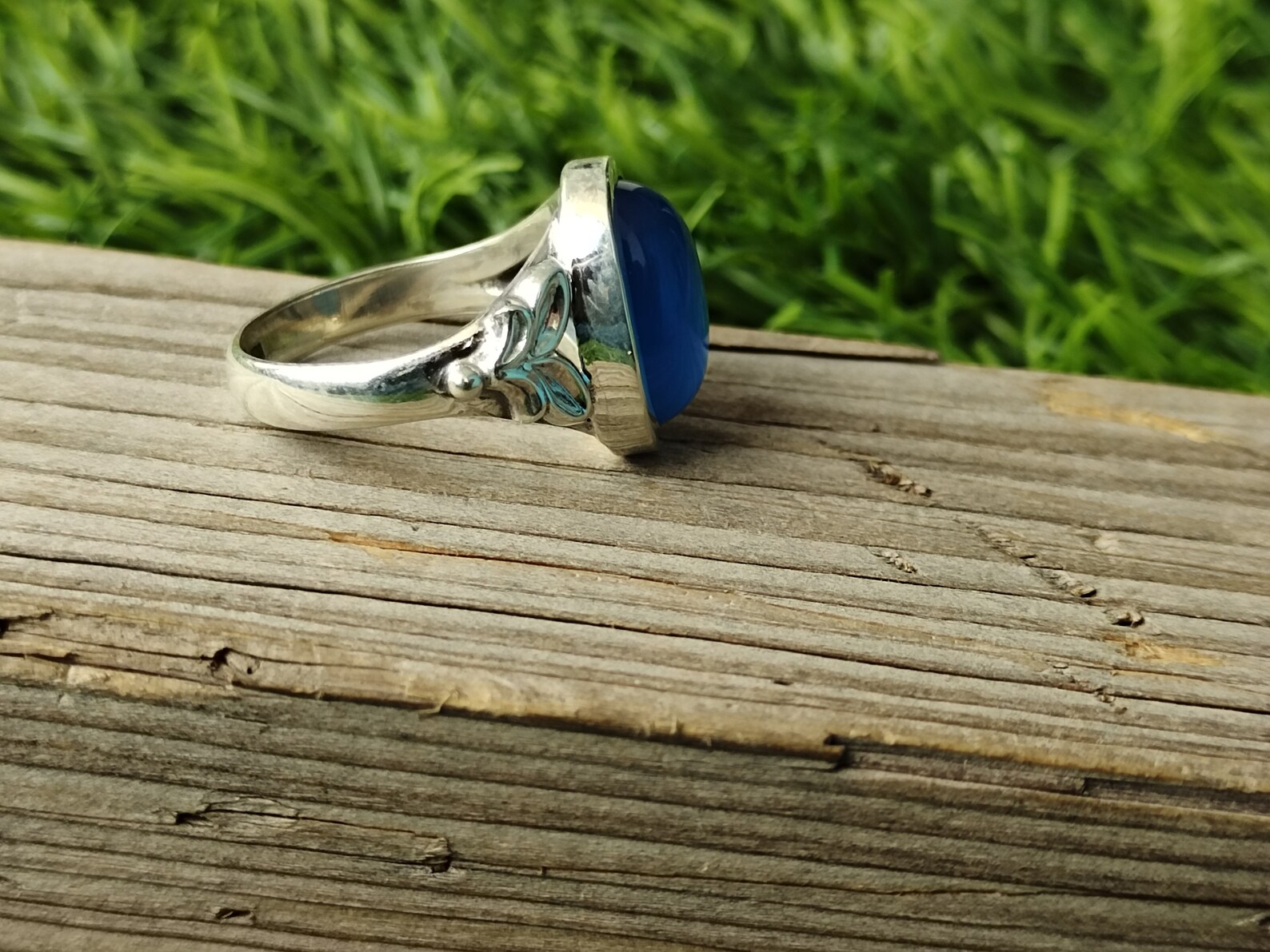 Boho Ring Blue Calcy Ring 925 Sterling Silver Ring-hand - Etsy