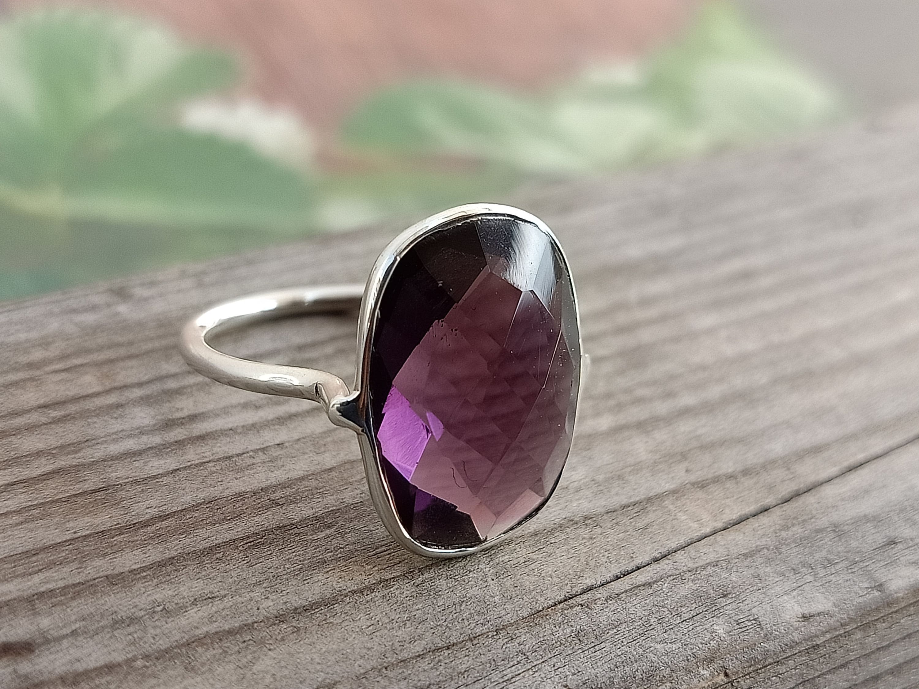 Boho Statement Ring Amethyst Sterling Silver Ring Hand | Etsy