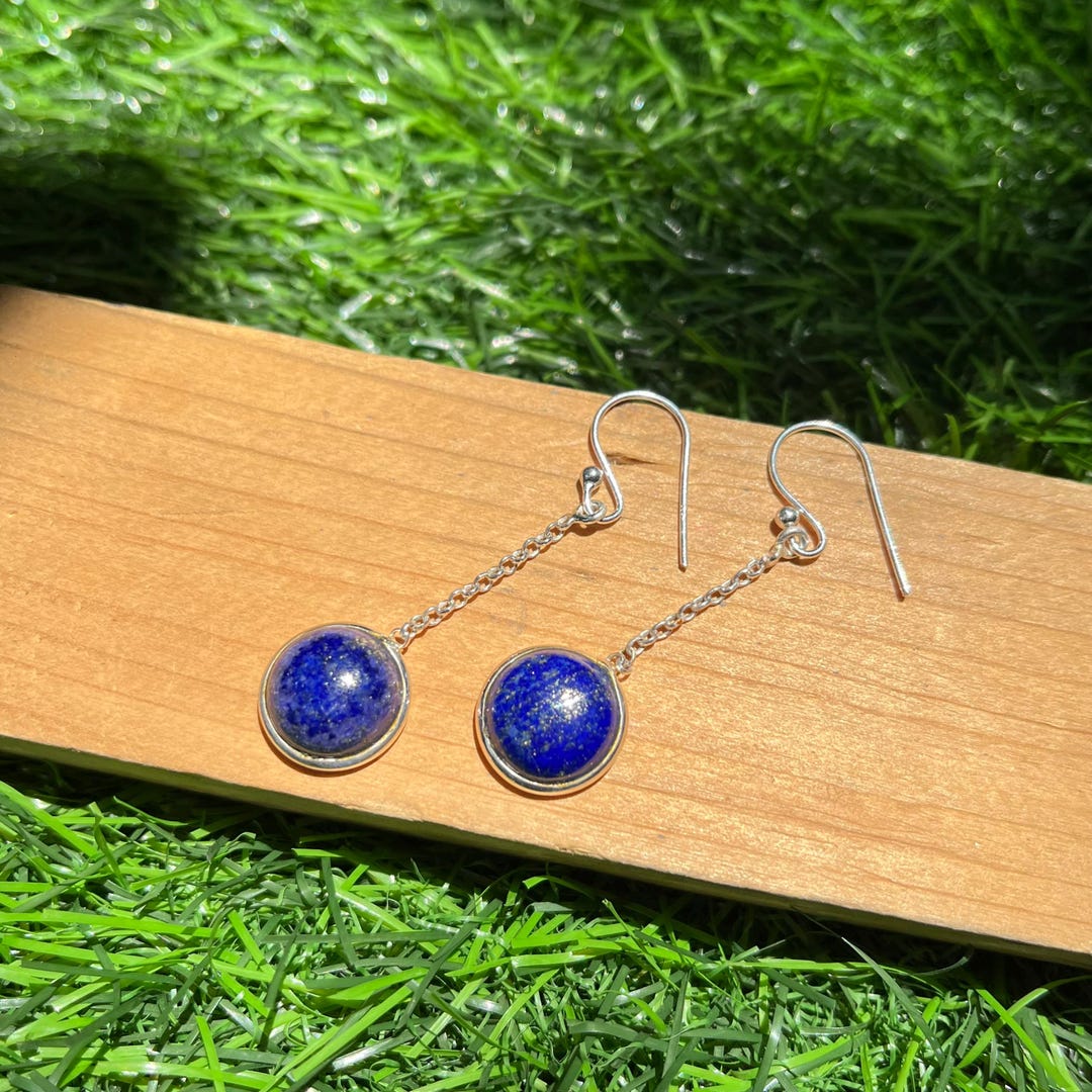 Handmade Lapis Lazuli Sterling Silver Dangle Earrings: Boho Party ...