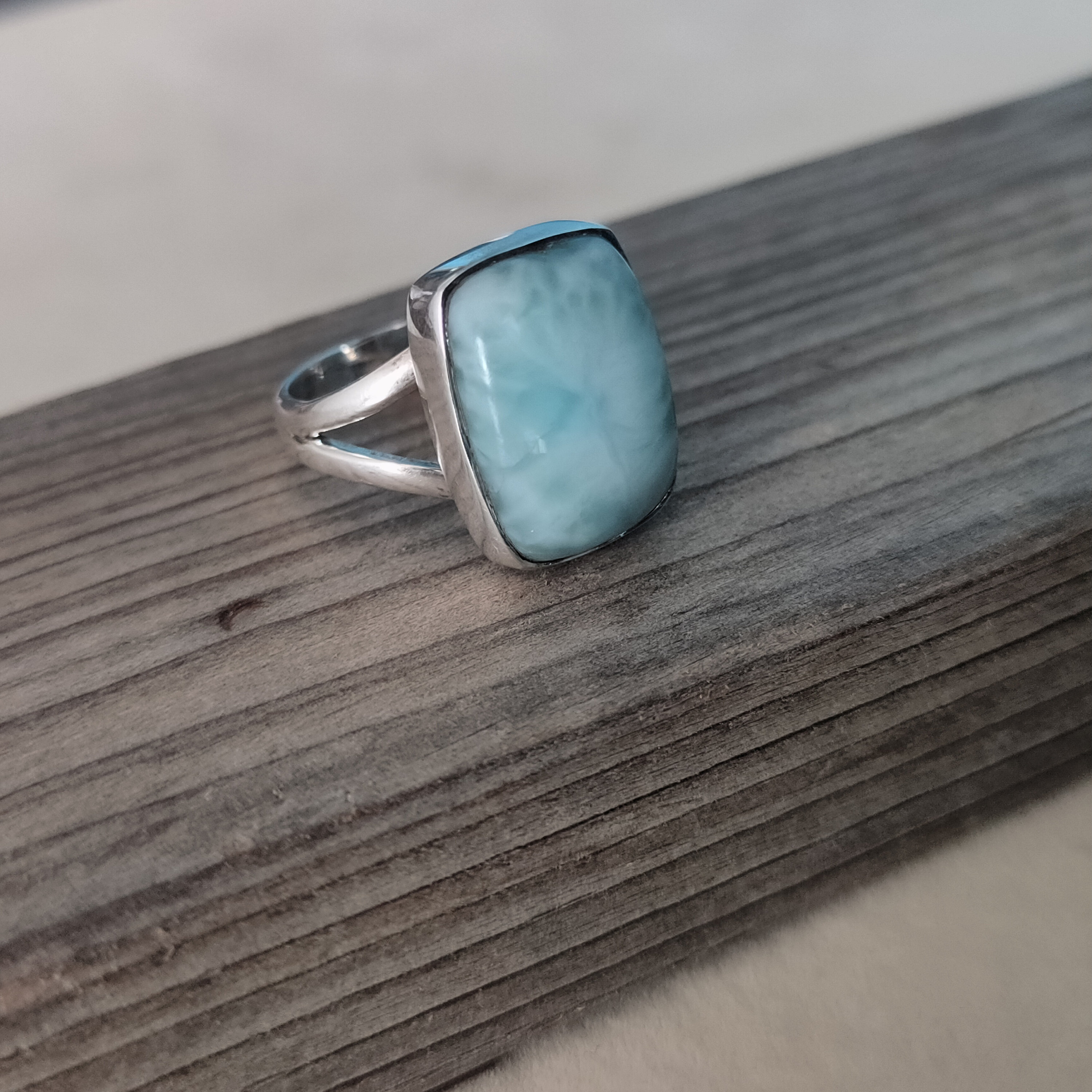 Natural Larimar Top Quality Stone Ring Cabochon Ring 925 - Etsy
