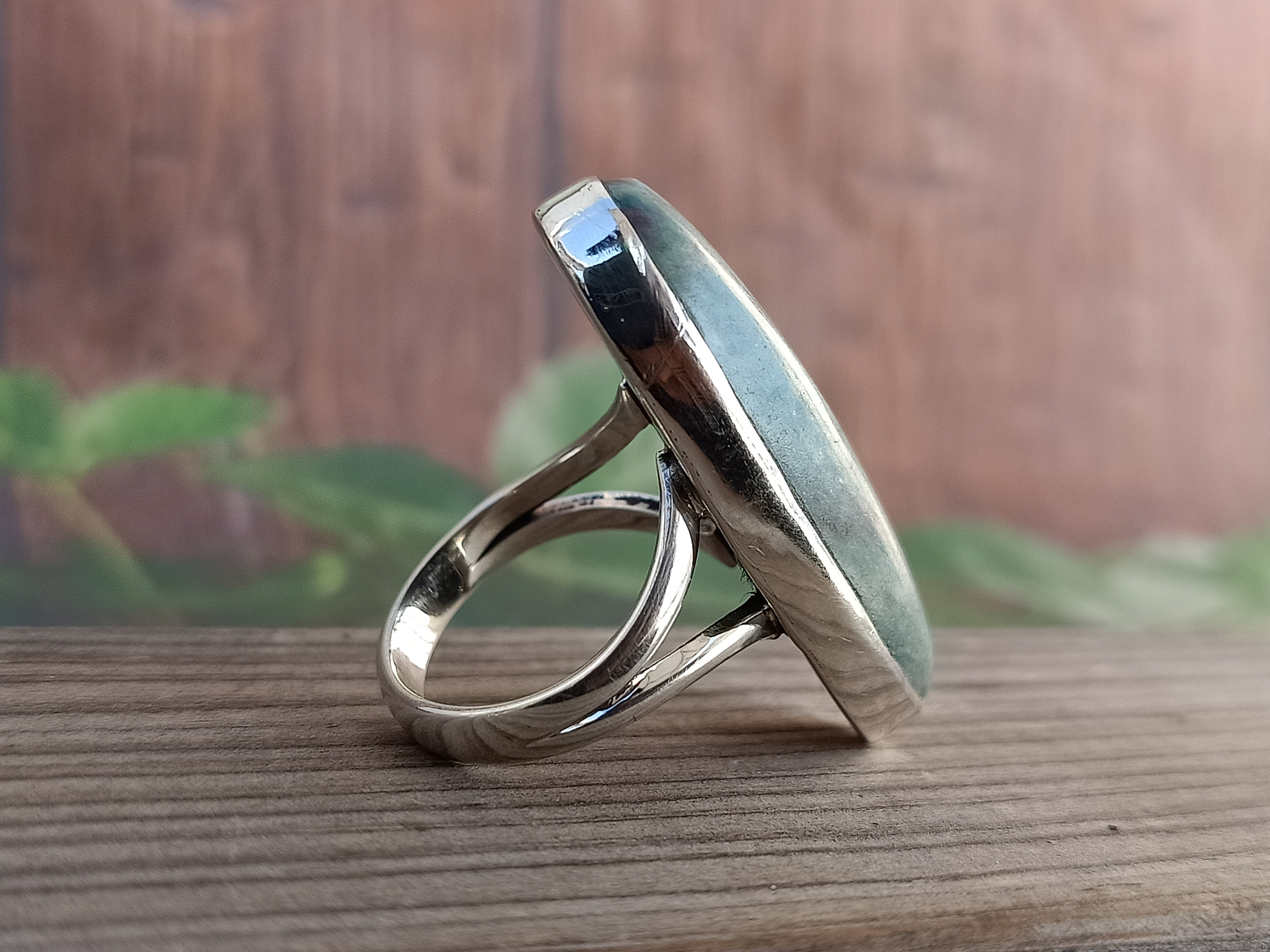 Boho Ruby Fuchsite Sterling Silver Ring: Oval Stone Statement Ring - Etsy