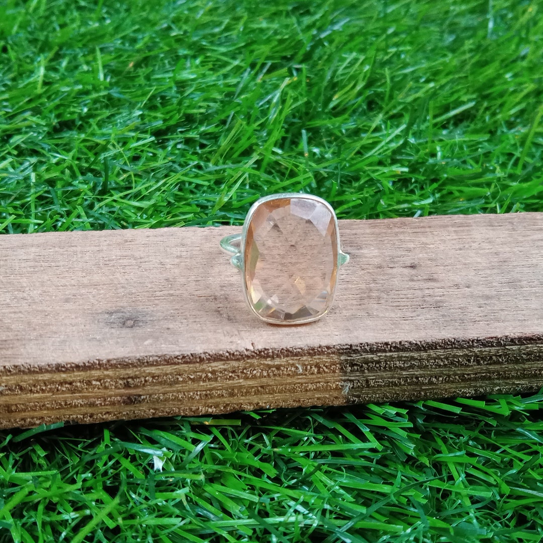 Bohemian Light Brown Glass Stone Ring: 925 Sterling Silver - Etsy