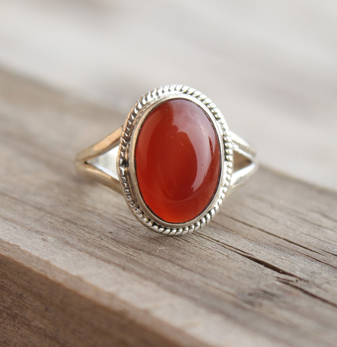 Boho Statement Ring Red Jade Sterling Silver Ring Hand | Etsy