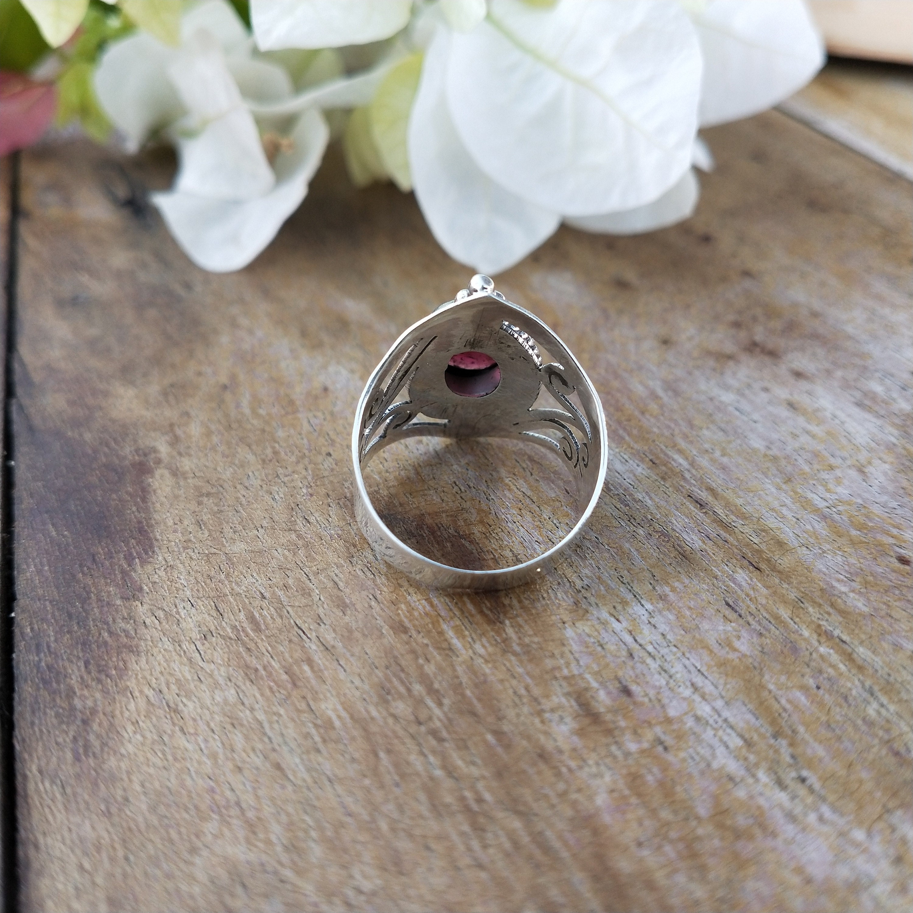 Boho Statement Ring Garnet Sterling Silver Ring Hand - Etsy