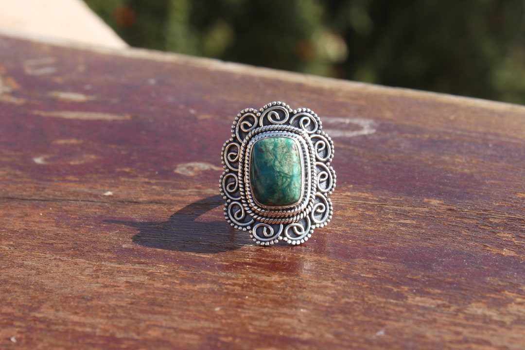 Boho Statement Ring Ruby Fuchsite Sterling Silver Ring Hand Crafted Bohemian Ring bohemian Ring ...