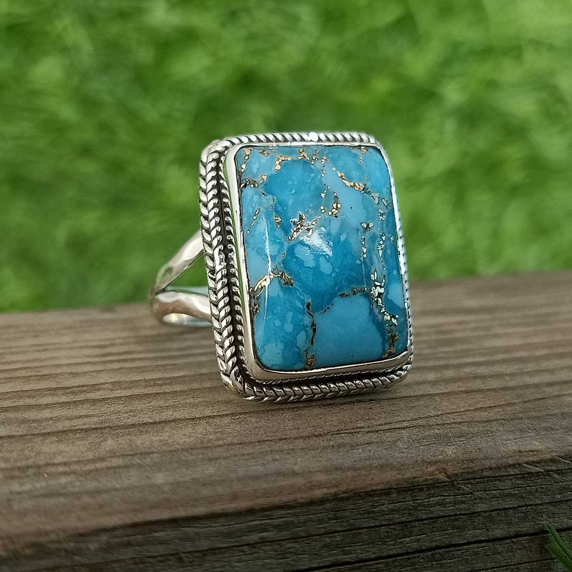 Boho Statement Ring Composite Turquoise Sterling Silver Ring - Etsy