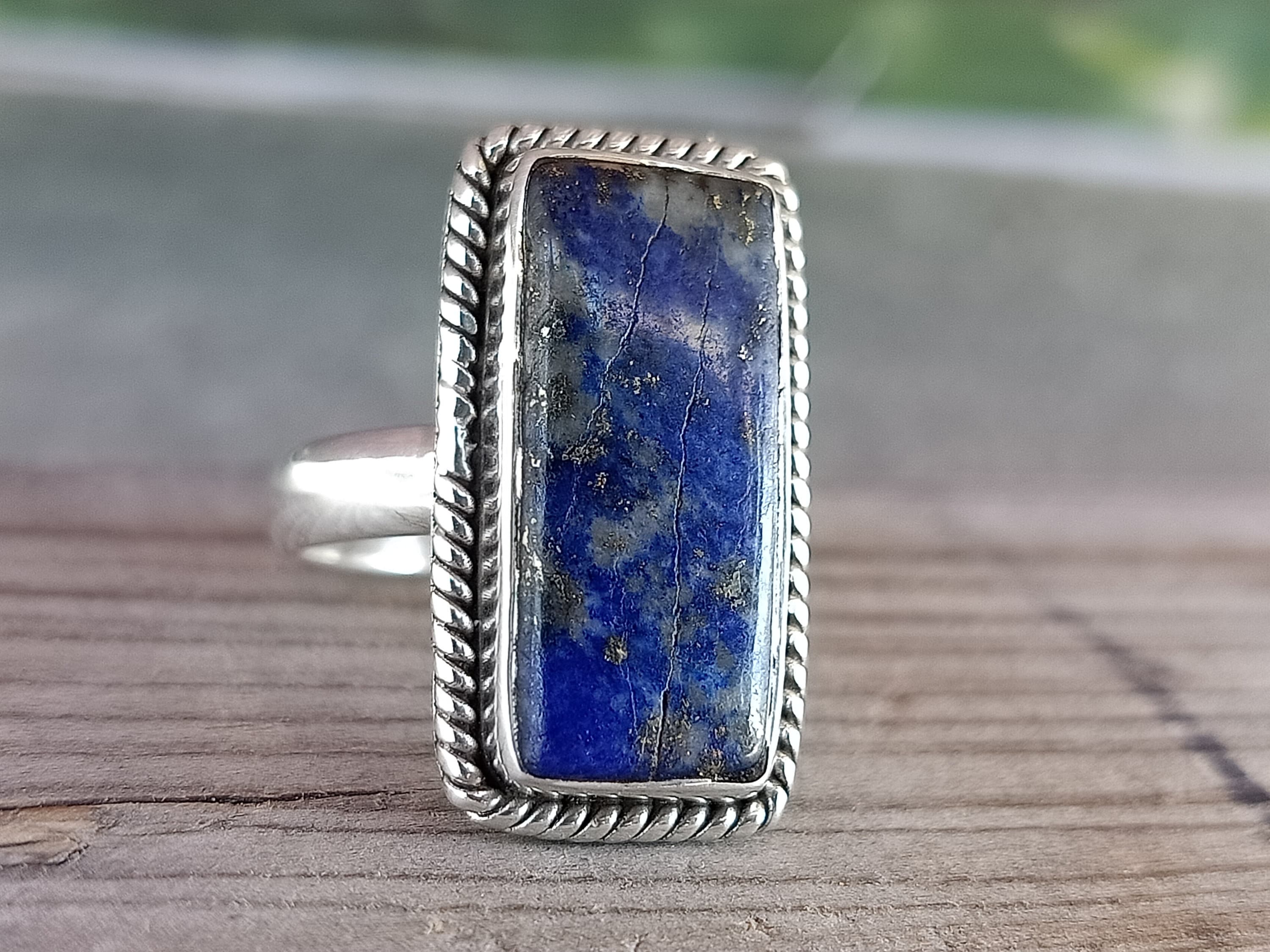 Boho Statement Ring Lapis Lazuli Sterling Silver Ring Hand | Etsy