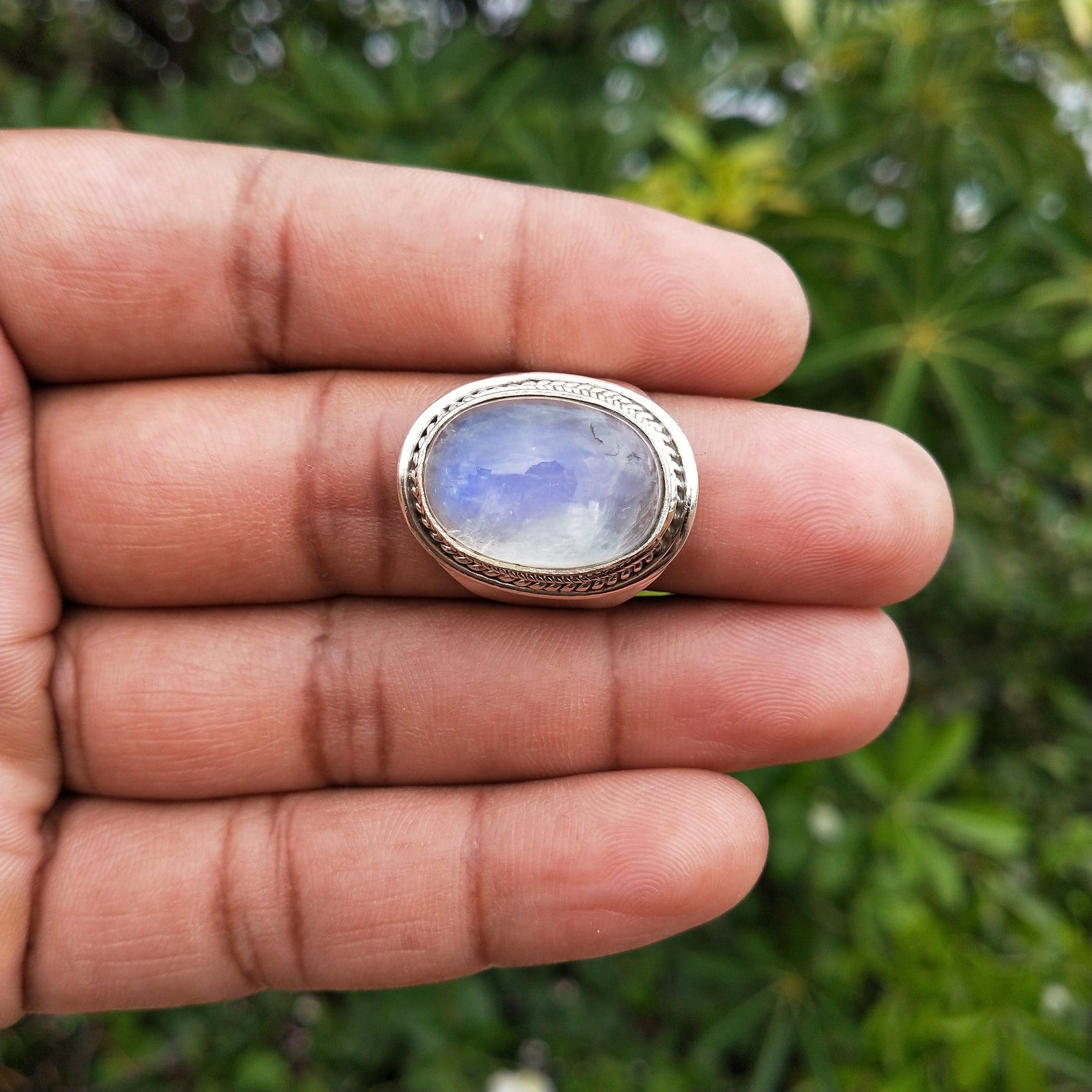 Moonstone Boho Ring Rainbow Moonstone Sterling Silver Ring | Etsy