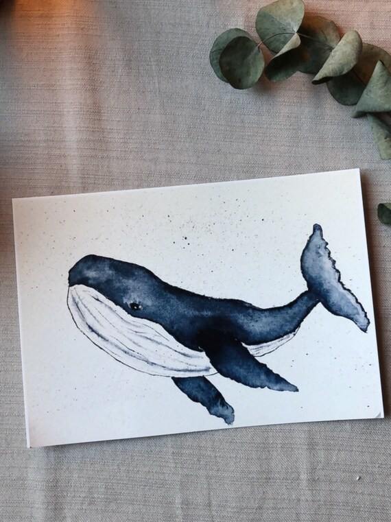 Digitaldruck selbstgemalter Wal - Etsy.de