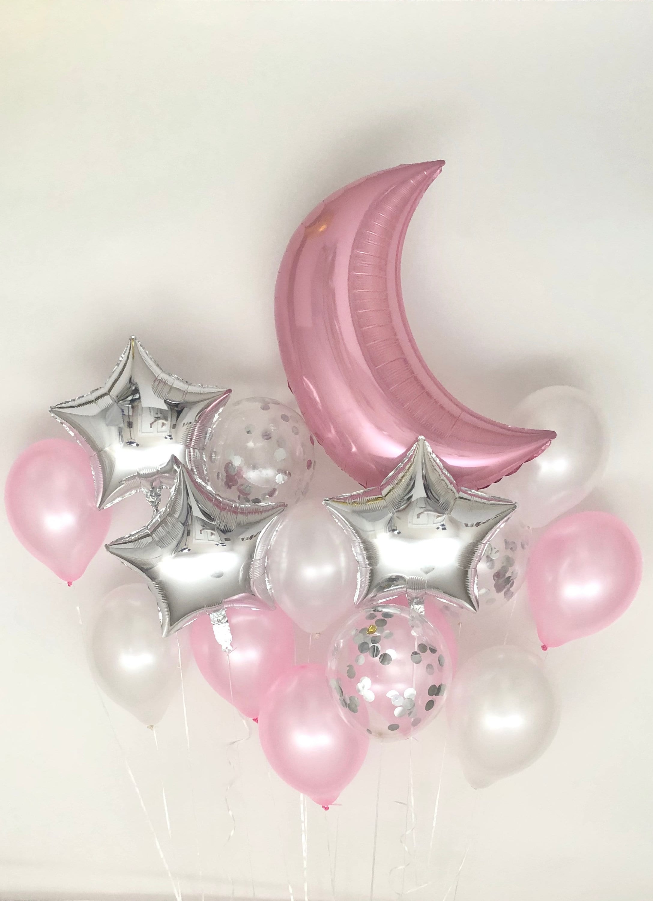 Sweet Moon 16 Piece Moon and Star Balloons Bouquet - Baby Shower ...