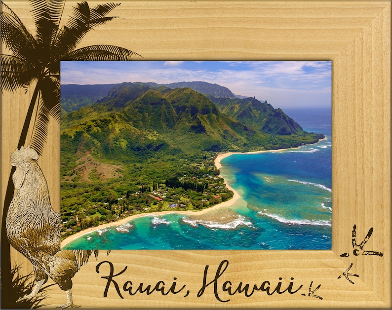 Personalized Kauai Hawaii Laser Engraved Wood Picture Frame-great ...