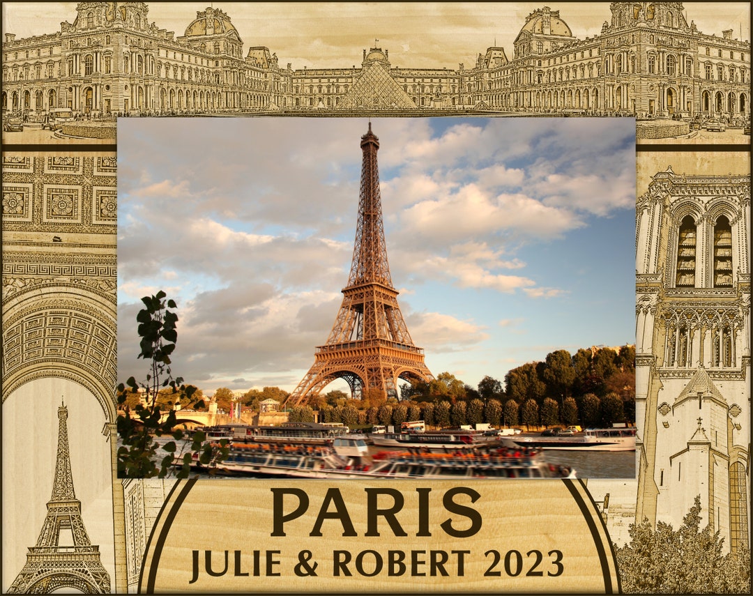 Personalized Paris Wood Picture Frame, Laser Engraved Vacation Souvenir ...