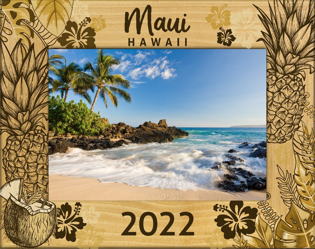 Personalized Maui Hawaii Laser Engraved Wood Picture Frame-great ...