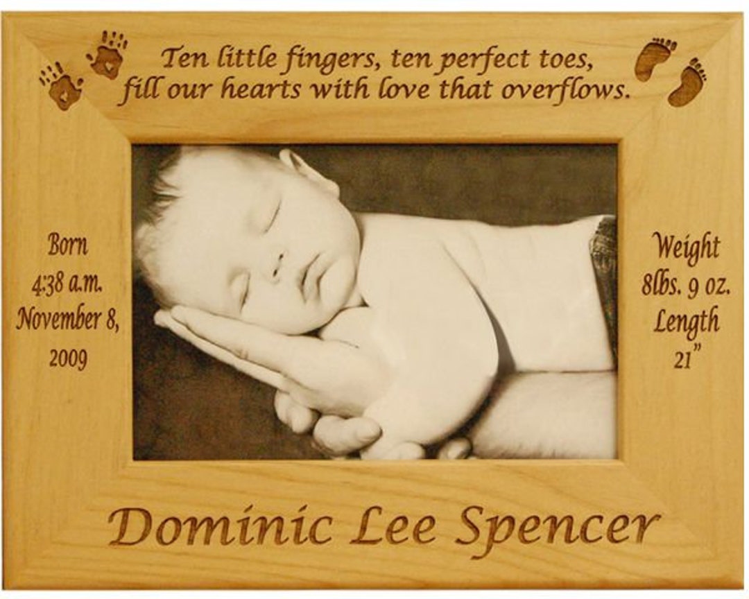 Personalized Wood Laser Engraved Baby Newborn Announcement Picture ...