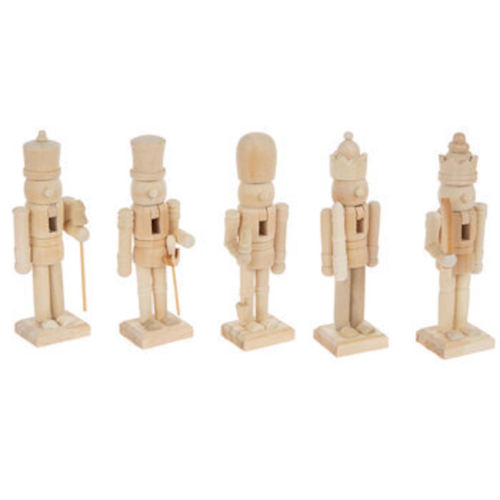5 MINI WOODEN NUTCRACKERS Unfinished Diy Painting Wood Christmas Holiday Decor Mantle Decoration ...