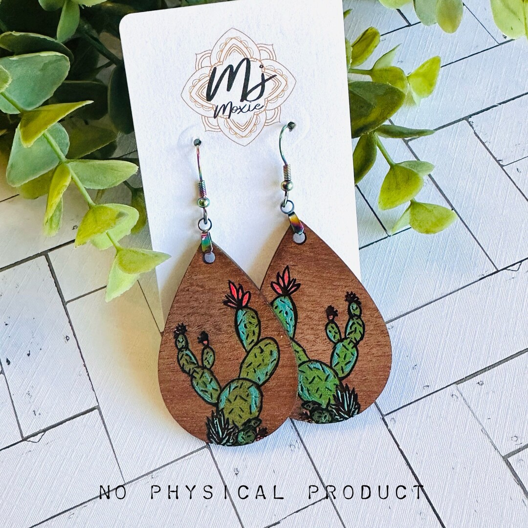 Cactus Sketch Earrings-svg FILE Only-no Physical Product - Etsy