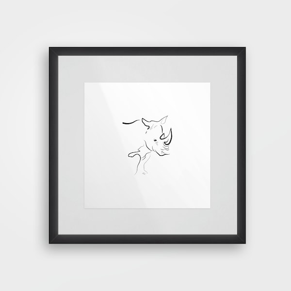 Rhino Drawing - Etsy