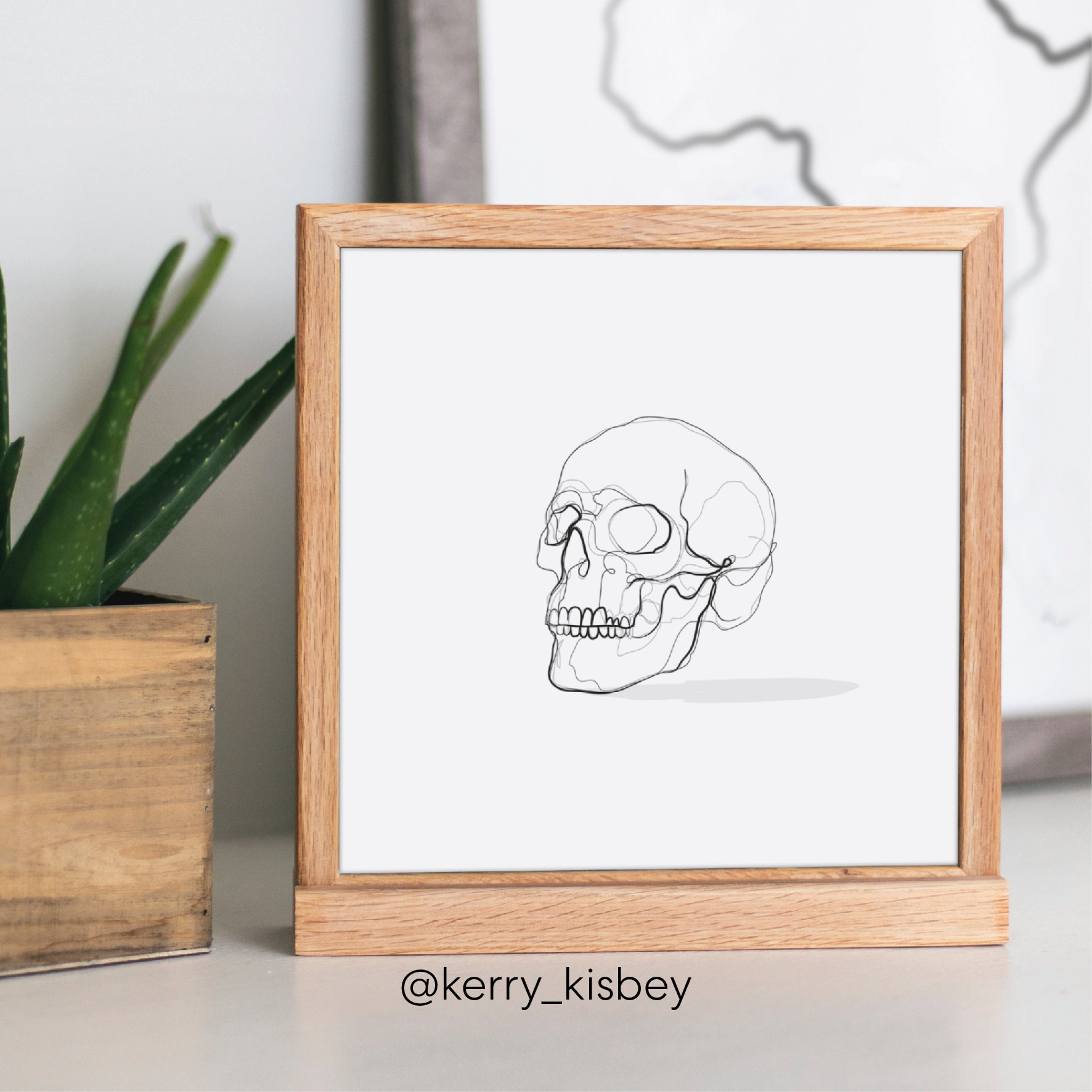 SKULL Line Drawing Art Print, Instant Digital Download - Etsy