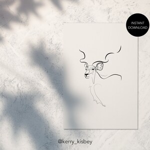 Kudu Line Drawing Art Print, Africa, Instant Digital Download - Etsy