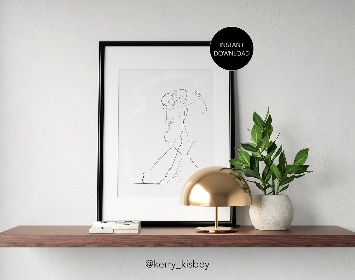 TANGO, Dancer Line Drawing Art Print, Ballroom, Instant Digital ...