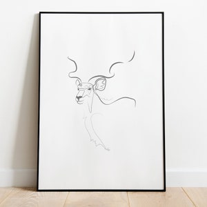 Kudu Line Drawing Art Print, Africa, Instant Digital Download - Etsy