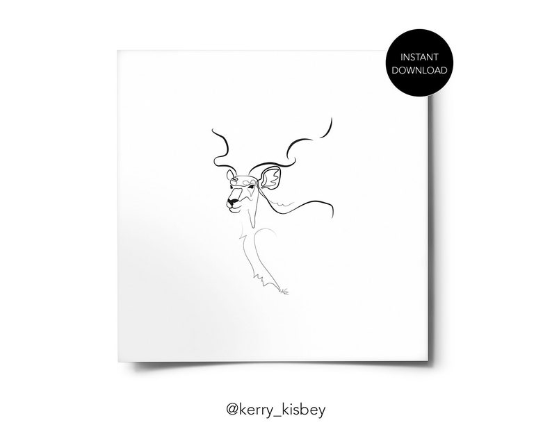 Kudu Line Drawing Art Print, Africa, Instant Digital Download - Etsy