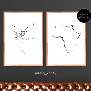 Kudu Line Drawing Art Print, Africa, Instant Digital Download - Etsy